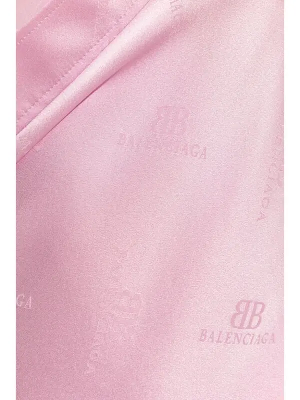 Balenciaga Logo Jacquard Collared Wrap Shirt Dress