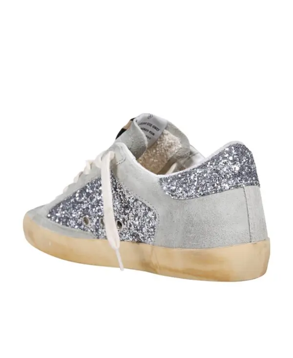 GOLDEN GOOSE Superstar Lace-up Sneakers With Glitter Detailing - Gray