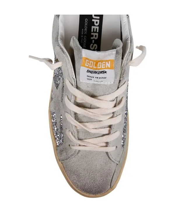 GOLDEN GOOSE Superstar Lace-up Sneakers With Glitter Detailing - Gray