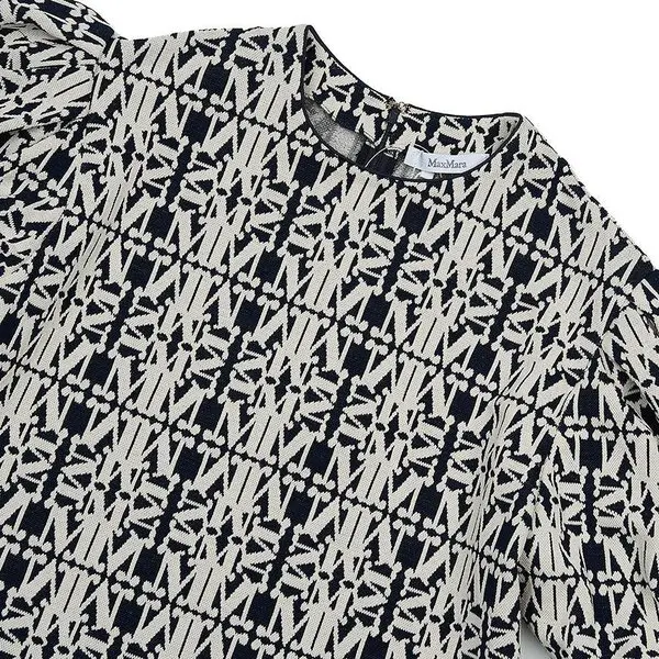 Max Mara Jacquard Jersey Dress With Monogram Design - White/blue