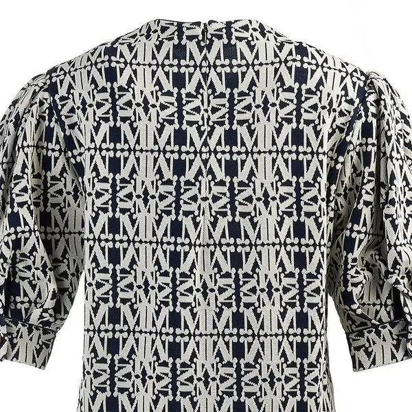 Max Mara Jacquard Jersey Dress With Monogram Design - White/blue