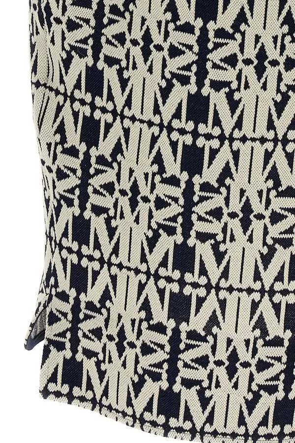 Max Mara Jacquard Jersey Dress With Monogram Design - White/blue