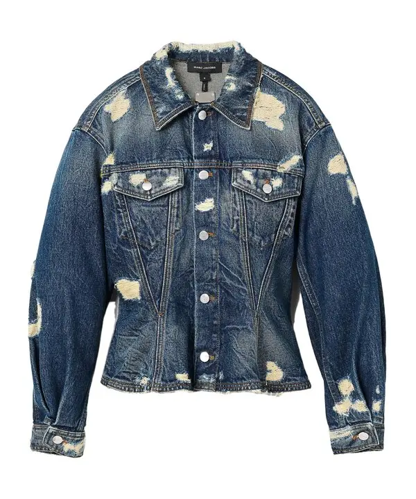 Marc Jacobs Rip And Repair Fluted Denim Jacket - Blue
