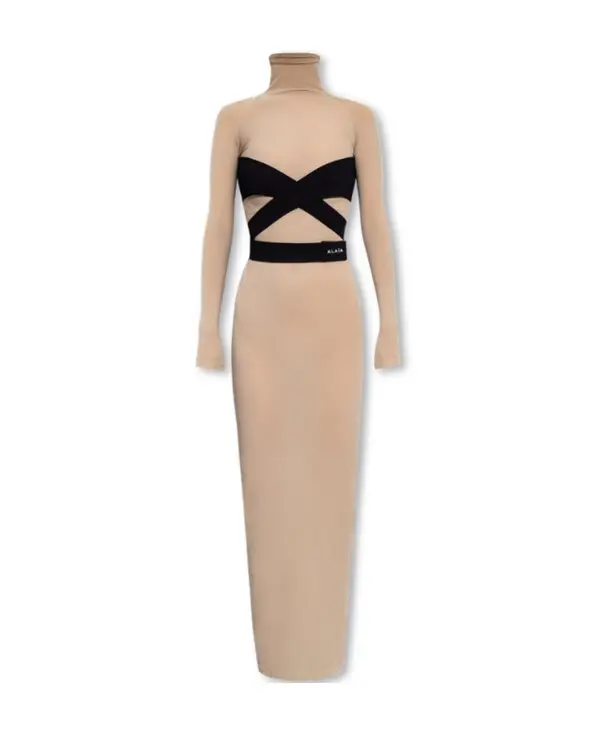 Alaïa Long-sleeved Midi Dress With Embroidered Logo Detail