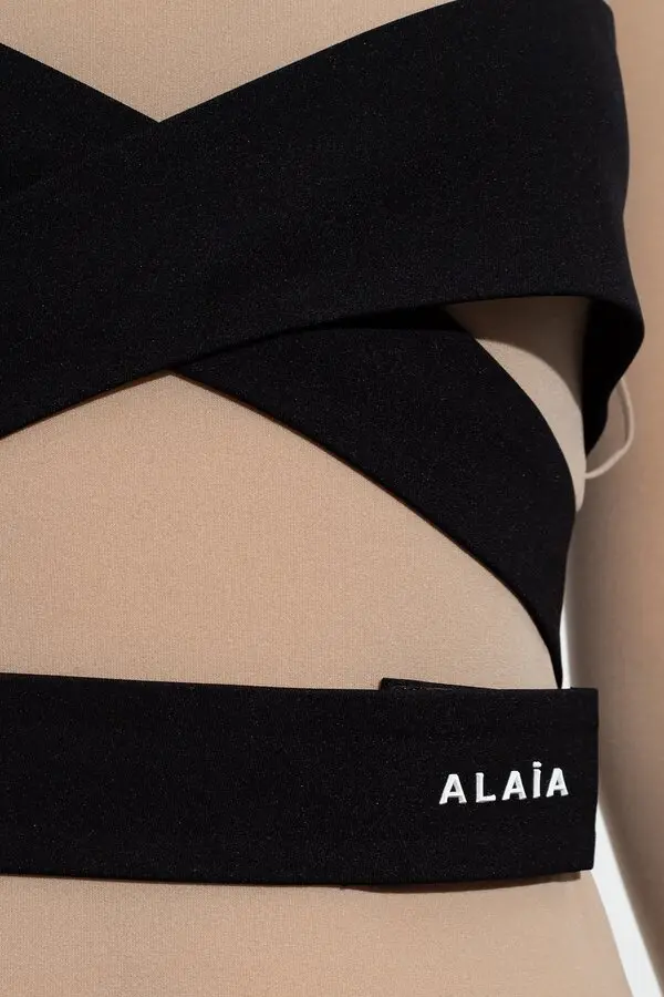 Alaïa Long-sleeved Midi Dress With Embroidered Logo Detail