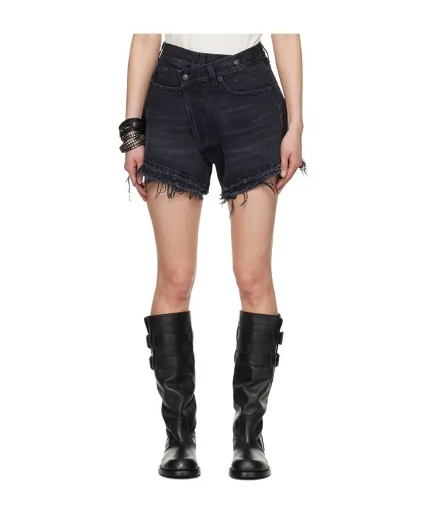 R13 Belt Loop Denim Shorts - Black