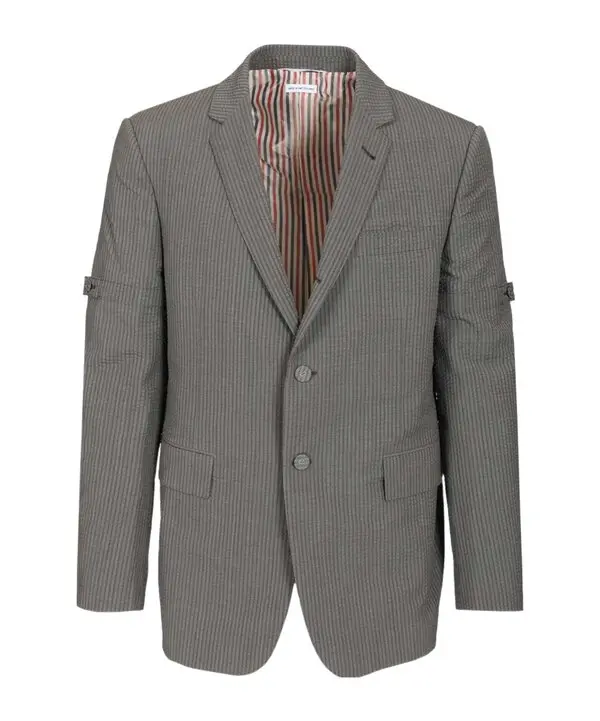 Thom Browne Wide Shoulder Seersucker Blazer