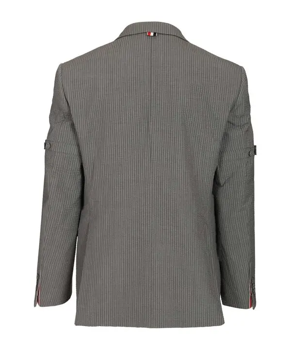 Thom Browne Wide Shoulder Seersucker Blazer