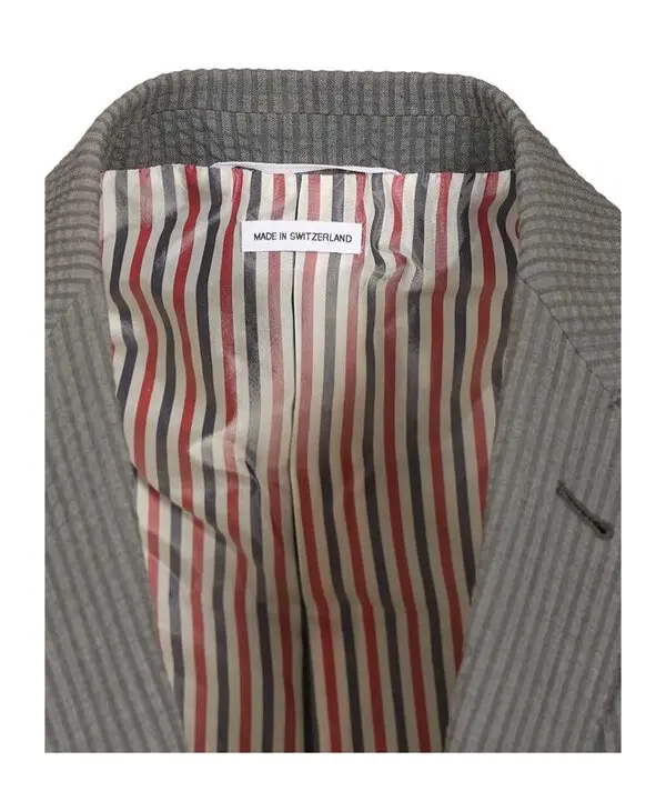 Thom Browne Wide Shoulder Seersucker Blazer