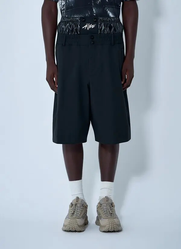 Moncler X Asap Rocky Logo Printed Layered Shorts - Black