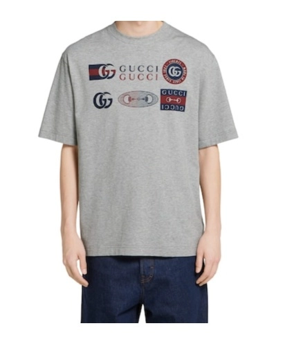 Gucci Printed Cotton Jersey T-shirt - Light Gray
