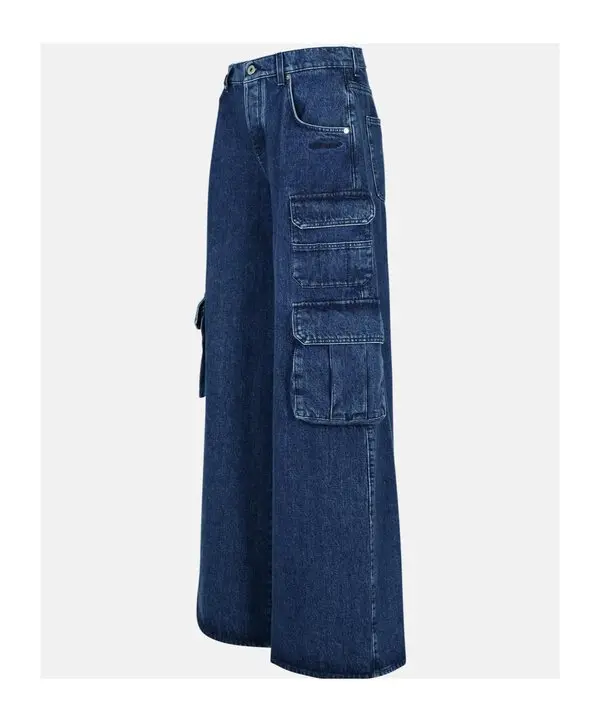 Off-White Logo Patch Wide Leg Jeans