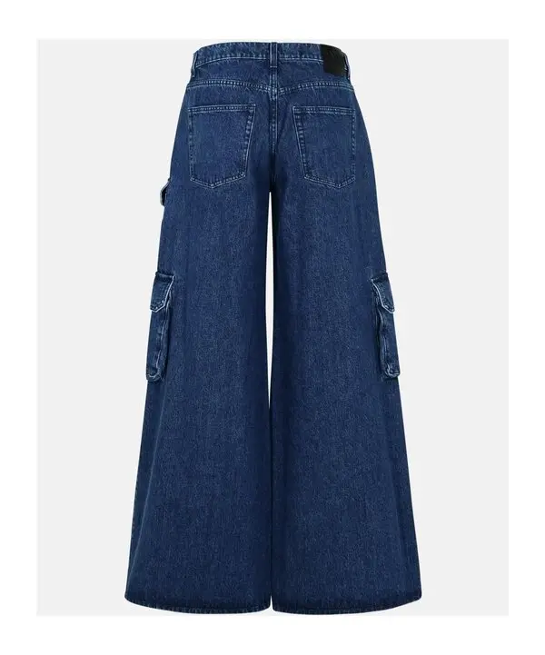 Off-White Logo Patch Wide Leg Jeans
