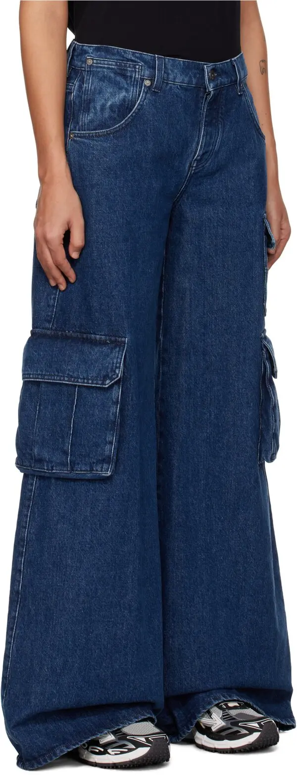 Off-White Logo Patch Wide Leg Jeans