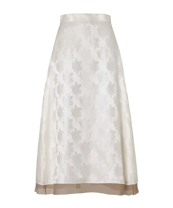 Fendi Floral Jacquard Midi Skirt - White