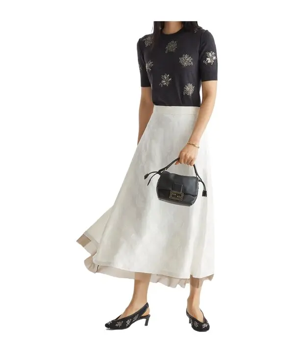 Fendi Floral Jacquard Midi Skirt - White