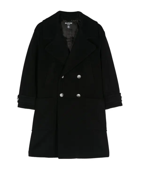 Balmain Double-breasted Felted Coat