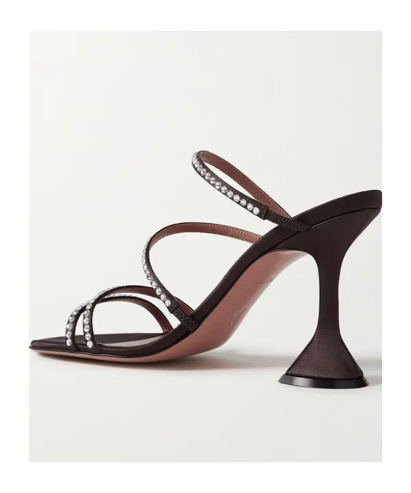 Amina Muaddi Square-headed High-heeled Sandals With Crystal Embellishments