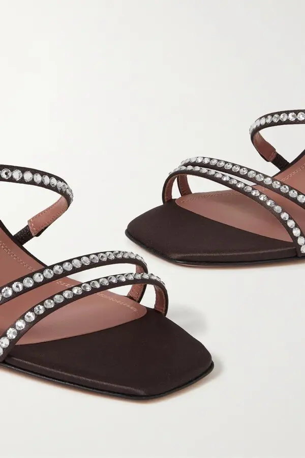 Amina Muaddi Square-headed High-heeled Sandals With Crystal Embellishments