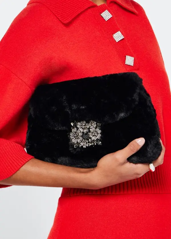 ROGER VIVIER Embellished Shoulder Bag - Black