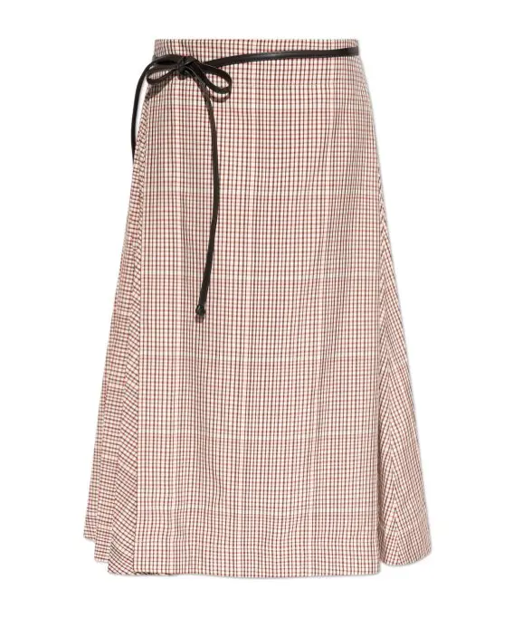 Bottega Veneta Checked Midi Skirt - No
