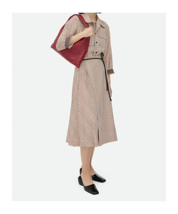 Bottega Veneta Check Pattern Midi Skirt