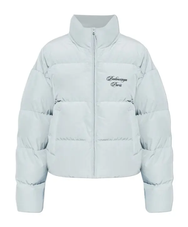 Balenciaga Logo Embroidered Zip-up Puffer Jacket