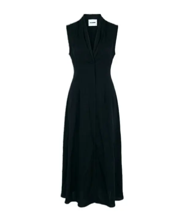JIL SANDER Sleeveless Ruffled Hem Dress
