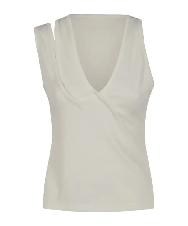 Christopher Esber Asymmetrical V-neck Ribbed Tank Top
