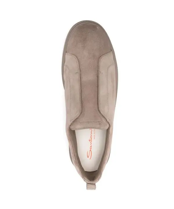 Santoni Logo Printed Slip-on Sneakers - Nude
