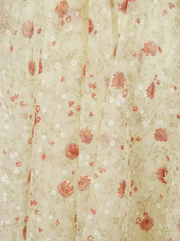 Prada Floral Printed Midi Skirt - Red