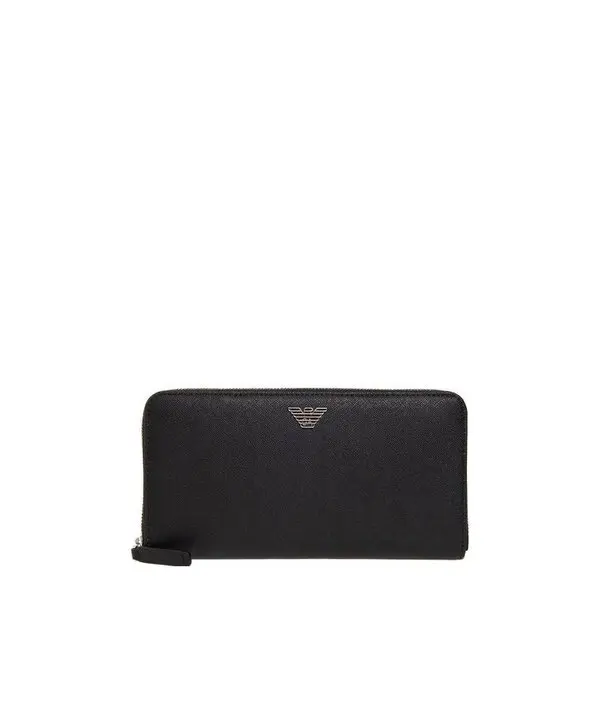 Emporio Armani Logo Plaque Zip-around Wallet - Black