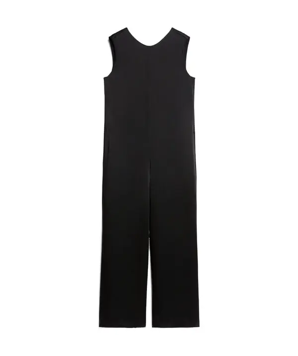 Max Mara Sleeveless V-neck Wide-leg Jumpsuit With Back Ties - Black