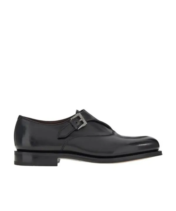 FERRAGAMO Leather Buckled Monk Strap Shoes