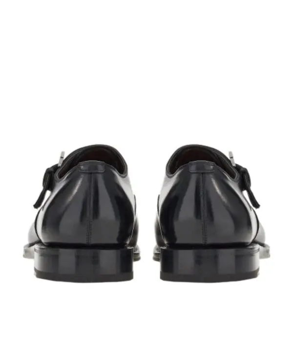 FERRAGAMO Leather Buckled Monk Strap Shoes