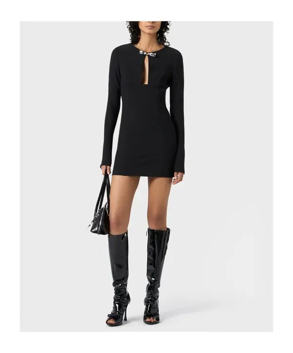 Blumarine Pin Decorated Compact Knitted Dress