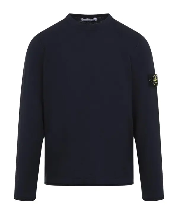Stone Island Logo Patch Crewneck Sweatshirt - Blue