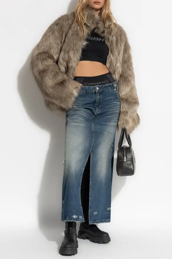 MISBHV Faux Fur Stand Collar Jacket