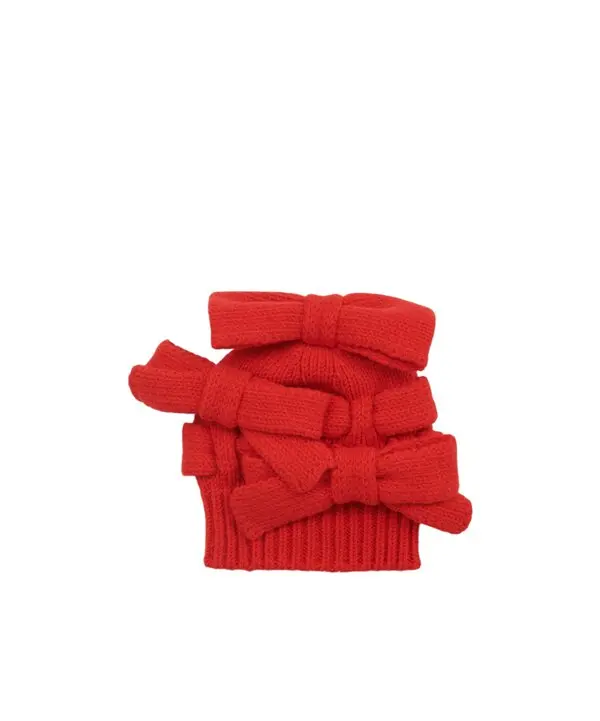 Comme Des Garçons Bow Knitted Hat - Red