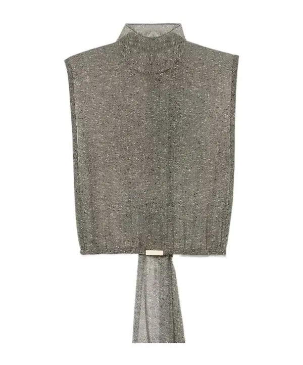 Gucci Sleeveless Sheer Georgette Top With Corsage Print And Tie Detail - Gray