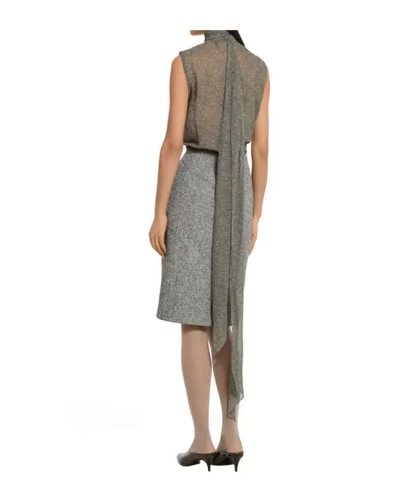 Gucci Sleeveless Sheer Georgette Top With Corsage Print And Tie Detail