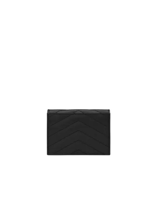 Saint Laurent Cassandre Matelassé Logo Plaque Cardholder