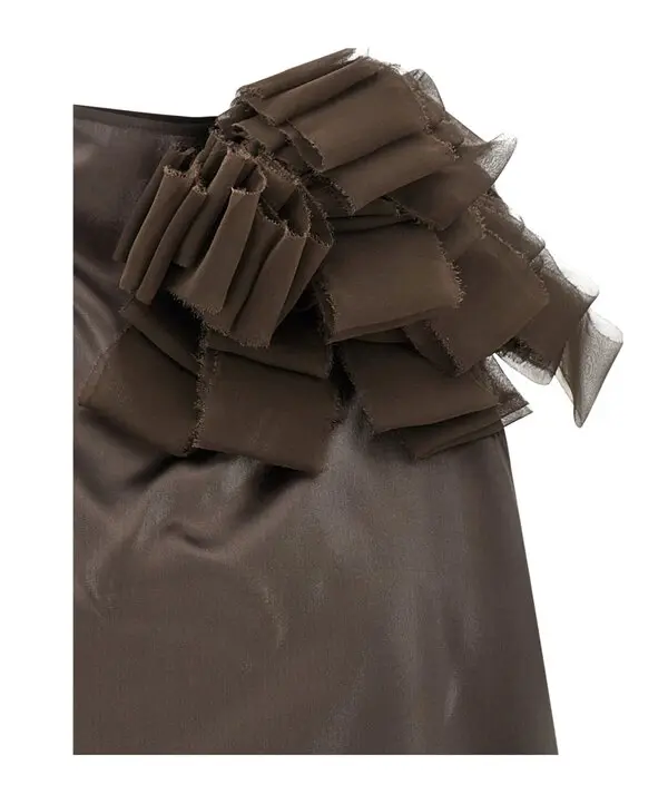Magda Butrym Satin Open-back Lace-trim Blouse - Brown