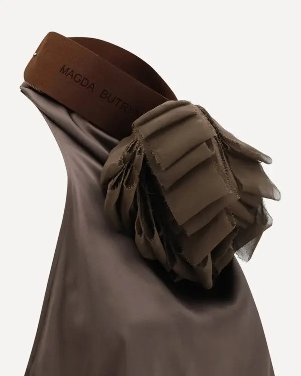 Magda Butrym Satin Open-back Lace-trim Blouse - Brown