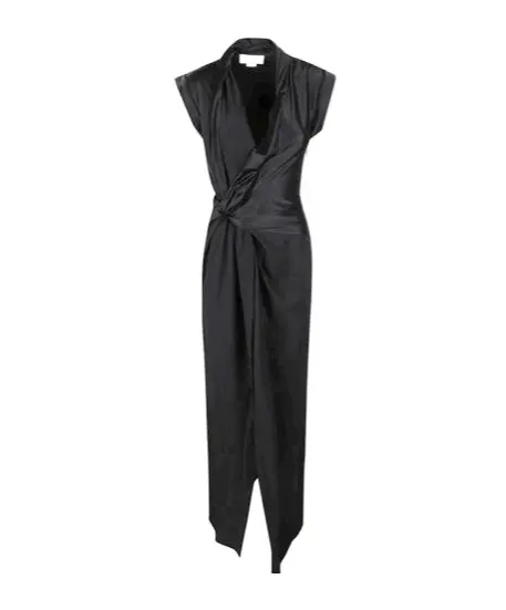 Victoria Beckham Asymmetric V-neck Knotted Dress - Black