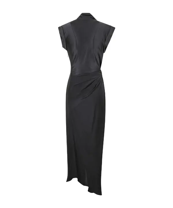 Victoria Beckham Asymmetric V-neck Knotted Dress - Black