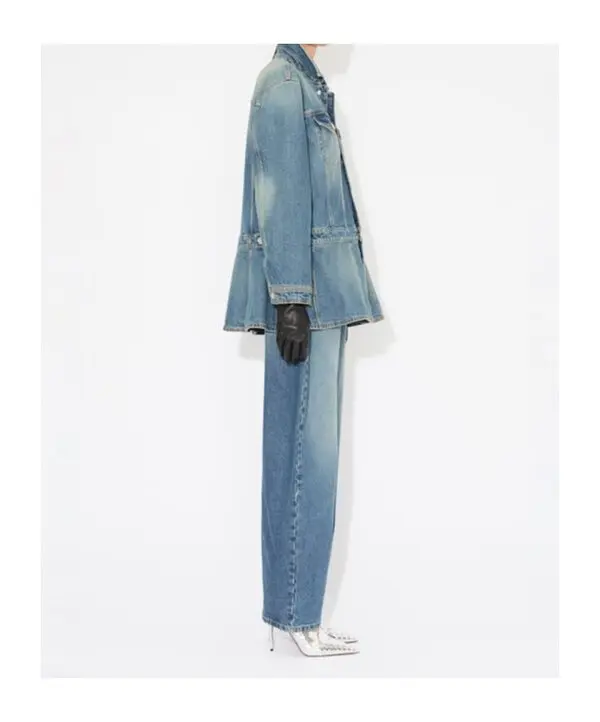 Alaïa Denim Peplum Jacket - Blue Retro