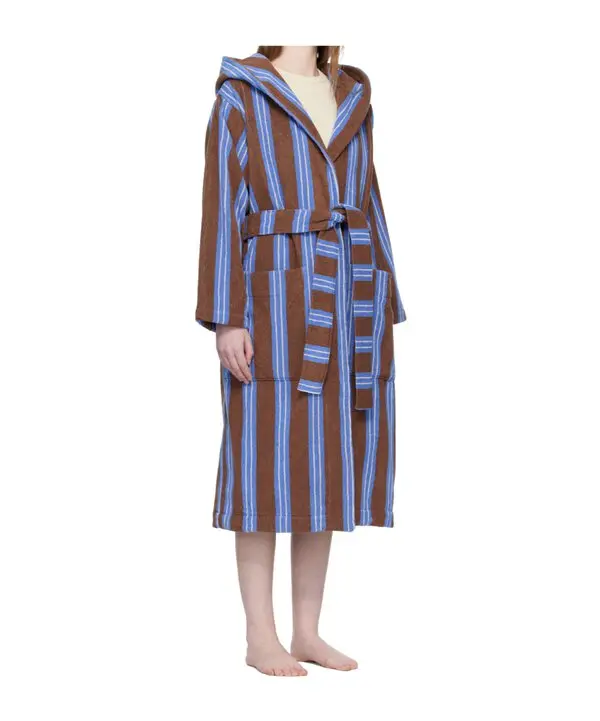 TEKLA Striped Hooded Bathrobe - Multicolor