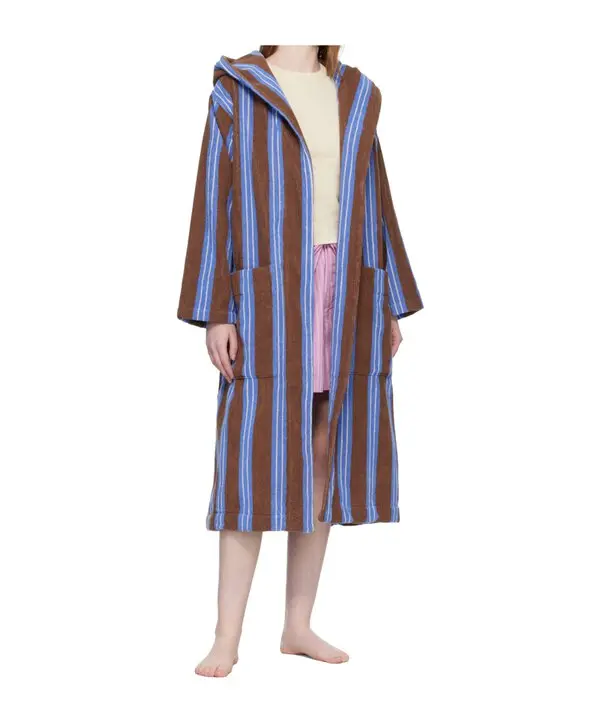 TEKLA Striped Hooded Bathrobe - Multicolor