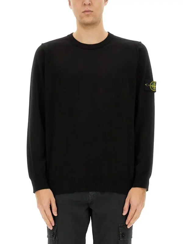 Stone Island Crew Neck Knitted Sweater - Black